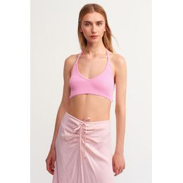 Fitted Ripp-Top mit Halsband und Bindedetail