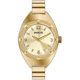 Invicta Mini Ring Watch 50641 Damenuhr - Quarzwerk - Edelstahl mit goldenem Zifferblatt - 20 mm