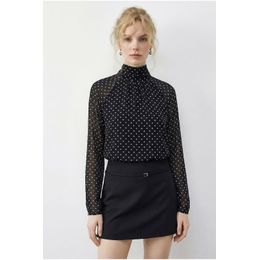 Punktmuster Rollkragen Chiffonbluse