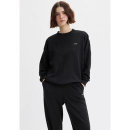 Levi's Sweatshirt LEVI'S "EVERYDAY CREW SWEATSHIRT", Damen, Gr. XS, schwarz (caviar), Sweatware, Obermaterial: 58% Baumwolle, 42% Polyester, unifarben, regular fit normal, Rundhals, B&uuml;ndchen, Sweatshirts Sweatshirt, mit kleinem Logo auf der Brust