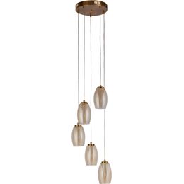 Searchlight LED-H&auml;ngeleuchte "H&auml;ngeleuchte Cyclone, 5-flammig", braun (bronze), 5, &Oslash; 35cm, 1 Stk., Leuchten, Stalaktit-Optik
