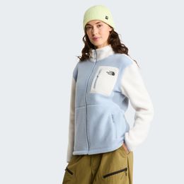 Strickfleece-Pullover The North Face "W YUMIORI FULL ZIP", Damen, Gr. XL, frost grau, wei&szlig; dune, frost grau, Obermaterial: 100% Polyester, Pullover, aus Polyester, mit durchgehendem Rei&szlig;verschluss
