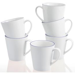 Becher Retsch Arzberg "Heike Blaurand", wei&szlig; (wei&szlig;, blau), 250ml, 6 Stk., Porzellan, Trinkgef&auml;&szlig;e, Becher, 6-teilig, Made in Germany