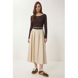G&uuml;rtelter Midirock mit hoher Taille
