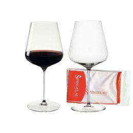 Rotweinglas Spiegelau "Bordeauxgl&auml;ser + Poliertuch Definition 750 ml 2er Set transparent", bunt (transparent), Glas, Trinkgef&auml;&szlig;e, Rotweinglas