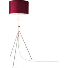 Paco Home Stehlampe "Naomi uni Color", wei&szlig; (weinrot), &Oslash; 45,5cm H: 176,5cm, Leuchten, Wohnzimmer H&ouml;henverstellbar 121,5 bis 176,5 cm Zugschalter Velour, Stehlampe