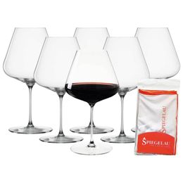 Rotweinglas Spiegelau "Burgundergl&auml;ser + Poliertuch Definition 960 ml 6er Set transparent", bunt (transparent), Glas, Trinkgef&auml;&szlig;e, Rotweinglas