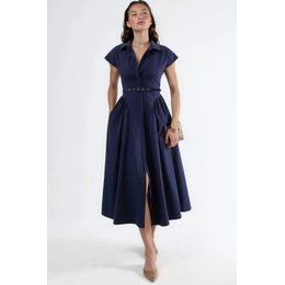 Midikleid mit G&uuml;rtel und Hemdkragen