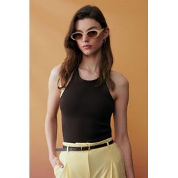 Schlanke Passform Halterneck Jersey Bluse