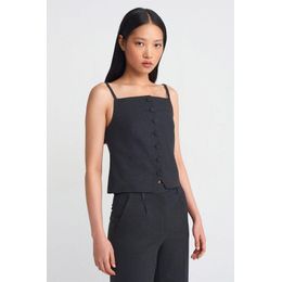 &Auml;rmellose Crepe-Bluse mit Quadrat-Ausschnitt