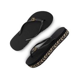 Uzurii Raffia Switch Flip Flop schwarz