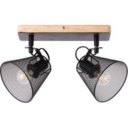 Brilliant Deckenstrahler "Whole", schwarz (schwarz, holzfarbend), 2, H: 20cm, 1 Stk., Leuchten, 2flg schwarz/holzfarbend, Deckenstrahler