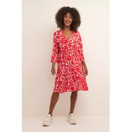 Kaffe Kleid A-shape white red