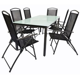 Garten-Essgruppe Vcm "7-tlg Sitzgruppe Gartenm&ouml;bel Tisch St&uuml;hle Set 189M", schwarz, B:189cm T:90cm, Obermaterial: 100% Metall MT., Sitzm&ouml;bel-Sets