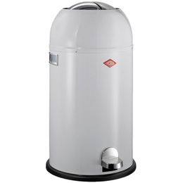 M&uuml;lleimer Wesco "Kickmaster Abfallsammler mit D&auml;mpfer", grau, B:37,5cm H:69cm T:37,5cm &Oslash;:37,5cm, Edelstahl, Kunststoff, Metall, Stahlblech, M&uuml;lleimer, M&uuml;lleimer, mit Metalleinsatz, Fu&szlig;tritt, Klappe, Griff und Bodenring