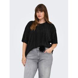 Plisseeshirt Only CARMAKOMA "CARRAVENNA S/S PLISSE TOP JRS NOOS", Damen, Gr. L, schwarz, Jersey, Obermaterial: 100% Polyester, unifarben, regular fit normal, Rundhals, Shirts