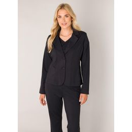 Jackenblazer Base Level "Thea", Damen, Gr. 38, schwarz, Web, Obermaterial: 75% Polyamid, 25% Elasthan, unifarben, h&uuml;ftbedeckend, V-Ausschnitt, Blazer, mit Stretch