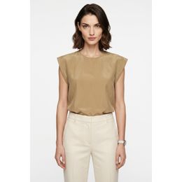 Shirtbluse BOSS Orange "Irnette Premium Damenmode", Damen, Gr. 34, beige (rust, copper 222), Web, Obermaterial: 60% Cupro, 40% Viskose, unifarben, regular fit h&uuml;ftbedeckend, Rundhals, mit Umschlag, Blusen, mit &Auml;rmelaufschlag