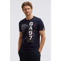 Rundhalsshirt Gaastra, Jungen, Gr. M, blau, Single Jersey, Material: 100% Baumwolle, bedruckt, regular fit normal, Rundhals, eingesetzt gerader Abschluss, Shirts Rundhalsshirt, aus Baumwolle