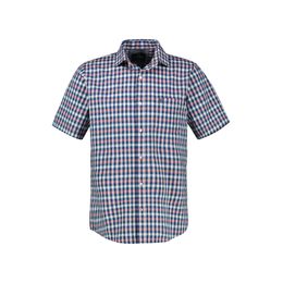 Kurzarmhemd Lerros, Herren, Gr. M, N-Gr, vivid rot, Web, Obermaterial: 100% Baumwolle, kariert, regular fit normal, ohne Ausschnitt, gerader Abschluss, Hemden, mit Logo Stickerei