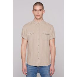 Kurzarmhemd CMPD, Herren, Gr. M, Normalgr&ouml;&szlig;en, beige (canvas), Web, Material: 100% Leinen, unifarben, figurbetont normal, Umschlagsaum, Hemden, aus Leinen