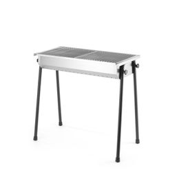 ich-zapfe Holzkohlengrill - aus Edelstahl, 2 Roste 345x345 mm, Ascheauffangbeh&auml;lter, Abnehmbare F&uuml;&szlig;e