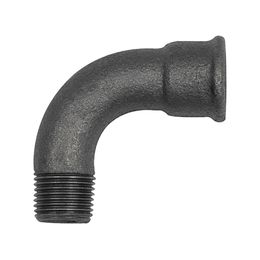 Riegler Bogen 1, 90&deg;, lang, Rp 1/4 i., R 1/4 a., Temperguss schwarz (TFB 1-14-S)