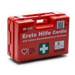 Leina-Werke SAN CARDIO Erste-Hilfe-Koffer orange, DIN 13157, ABS, Cardio First Angel, PRIMUS, Wandhalterung, 310x130x210 mm