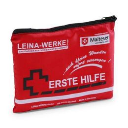 Leina-Werke Erste-Hilfe-Set rot, Nylon-Softcase 185x130 mm, mit G&uuml;rtelschlaufen, Pflaster, Kompressen, Binden, Schere