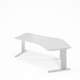 Sch&auml;fer Shop Sch&auml;fer Shop Pure Winkelschreibtisch PLANOVA BASIC, 135&deg; Winkel rechts, C-Fu&szlig;, B 2165 x T 800/800 x H 717 mm, wei&szlig;/wei&szlig;alu + Kabelkanal