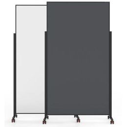MAGNETOPLAN mobile Moderationstafel VarioPin Black, Hoch-/Querformat, 2-seitig nutzbar, magnethaftend, B 1000 x H 1800 mm, Stahl/Filz/Alu, wei&szlig;/grau/schwarz