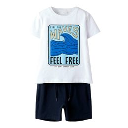 name it 2tlg. Outfit "Jarry" in Wei&szlig;/ Dunkelblau - 50% | Gr&ouml;&szlig;e 92 | Kinder-oberteile