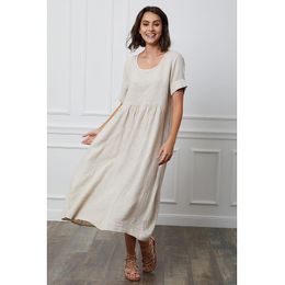 Fleur de Lin Leinen-Kleid "Gustavo" in Beige - 73% | Gr&ouml;&szlig;e XL | Damen-kleider