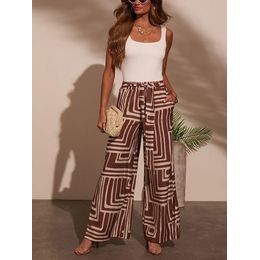 Milan Kiss Hose in Braun/ Wei&szlig; - 70% | Gr&ouml;&szlig;e L | Damenhosen