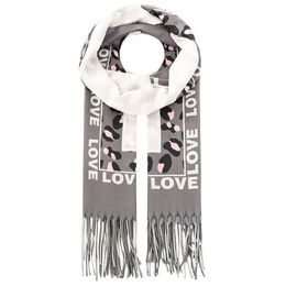 Zwillingsherz Schal "Leo Love & Hearts" in Grau/ Creme - (L)180 x (B)70 cm - 57% | Damen-schals-tuecher