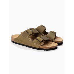 BAYTON Leder-Pantoletten "Atlas" in Khaki - 58% | Gr&ouml;&szlig;e 41 | Damen-pantoletten