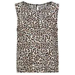 fresh made Blusentop in Wei&szlig;/ Hellbraun/ Schwarz - 60% | Gr&ouml;&szlig;e S | Damen-blusen