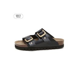 teegu Leder-Pantoletten in Schwarz - 47% | Gr&ouml;&szlig;e 39 | Damen-pantoletten