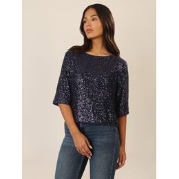 Apart Paillettenbluse in Dunkelblau - 80% | Gr&ouml;&szlig;e 36 | Damen-blusen