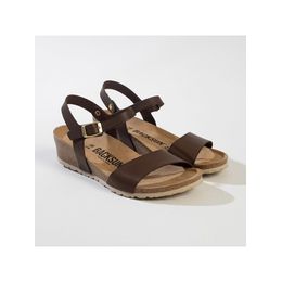 BACKSUN Leder-Keilsandaletten "Calabria" in Braun - 60% | Gr&ouml;&szlig;e 37 | Damen-sandalen