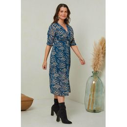 Curvy Lady Kleid in Blau/ Beige - 67% | Gr&ouml;&szlig;e 44/46 | Damen-kleider