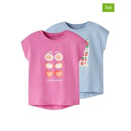 name it 2er-Set: Shirts "Vigea" in Pink/ Hellblau - 27% | Gr&ouml;&szlig;e 116 | Kinder-oberteile