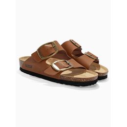 BACKSUN Leder-Pantoletten "Londrina" in Hellbraun - 70% | Gr&ouml;&szlig;e 36 | Damen-pantoletten