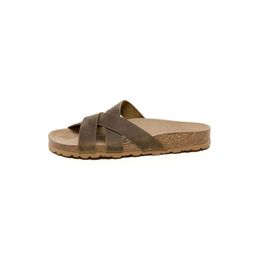 billowy Leder-Pantoletten in Khaki - 42% | Gr&ouml;&szlig;e 40 | Damen-pantoletten