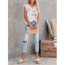 Milan Kiss Bluse in Creme/ Bunt - 62% | Gr&ouml;&szlig;e M | Damen-blusen