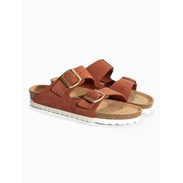 Sunbay Leder-Pantoletten "Trefle" in Rostrot - 51% | Gr&ouml;&szlig;e 39 | Damen-pantoletten