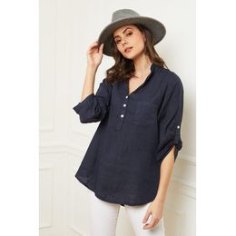 Fleur de Lin Leinen-Bluse "Bjorg" in Dunkelblau - 76% | Gr&ouml;&szlig;e XL | Damen-blusen