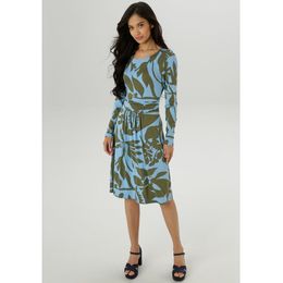 Aniston Kleid in Blau/ Oliv - 46% | Gr&ouml;&szlig;e 40 | Damen-kleider