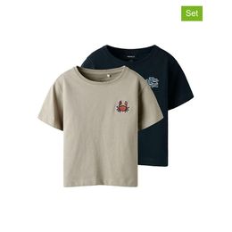 name it 2er-Set: Shirts "Frank" in Beige/ Schwarz - 17% | Gr&ouml;&szlig;e 98 | Kinder-oberteile