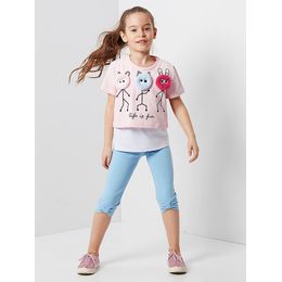 Denokids 2tlg. Outfit "Life Is Fun" in Rosa/ Hellblau - 65% | Gr&ouml;&szlig;e 116 | Kinder-oberteile